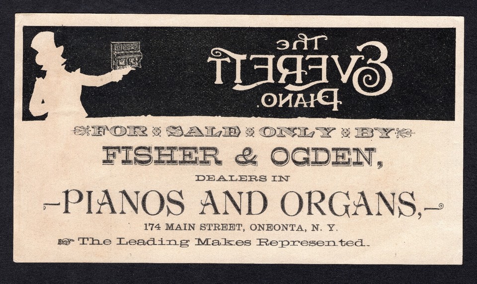 THE EVERETT PIANO,1893 Columbian Exposition Trade Card,Hold to Light ...