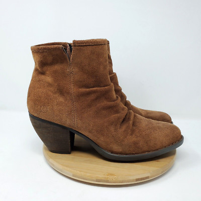 Born Ankle Boots Womens 10 Aire Sienna Brown Western Ruched Slouch ...