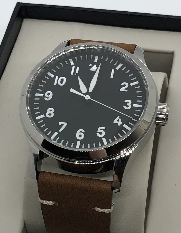 Corgeut 42mm Black Dial Sapphire Crystal Military Automatic Men's Pilot ...