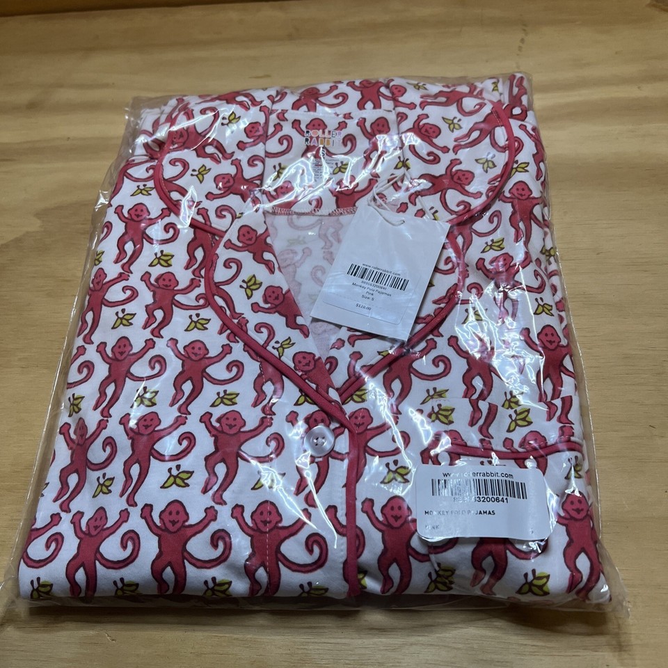 NEW! NWT Roller Rabbit Pink Monkey Polo Pajamas - Small | eBay