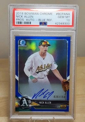 2018 Bowman Chrome Nick Allen Blue Refractor Auto /150 PSA 10 | eBay