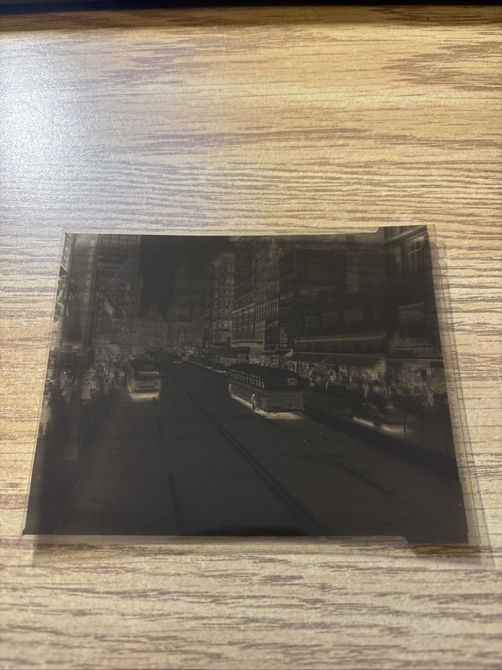 Vintage 4x5 Photo Negative PTC Philadelphia Street Scene Buses Cars ...