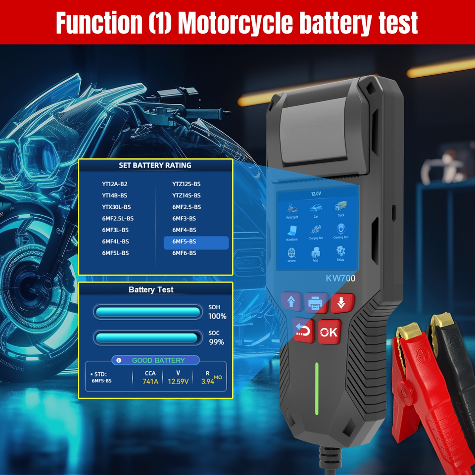 Record Printout For Car Maintenance KW700 Battery Tester Conductance ...