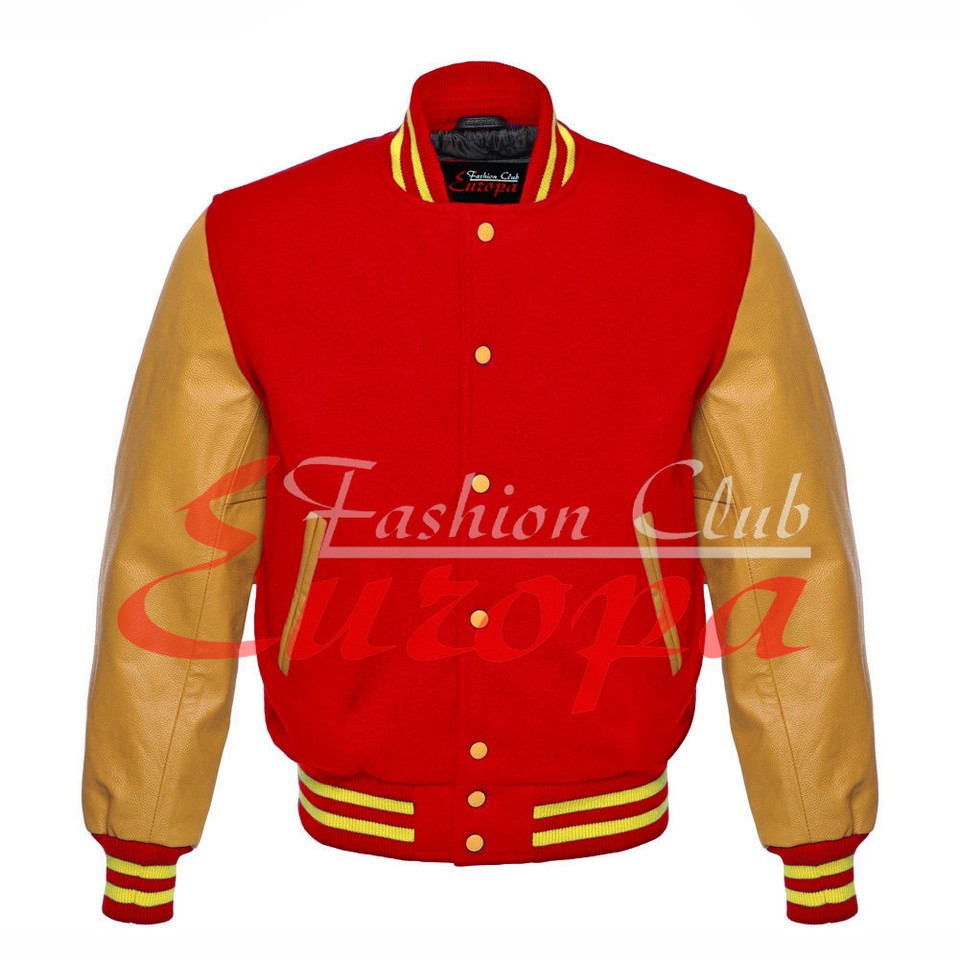 New American Beautiful Varsity College jacket & Yellow Gold Real ...