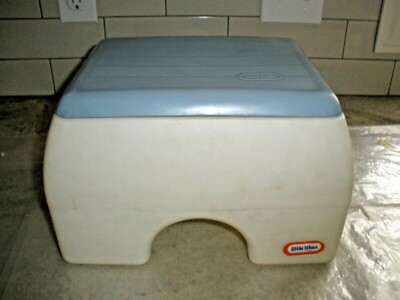 Vintage 1985 Little Tikes Child Toddler Step Stool Blue & White Sturdy ...