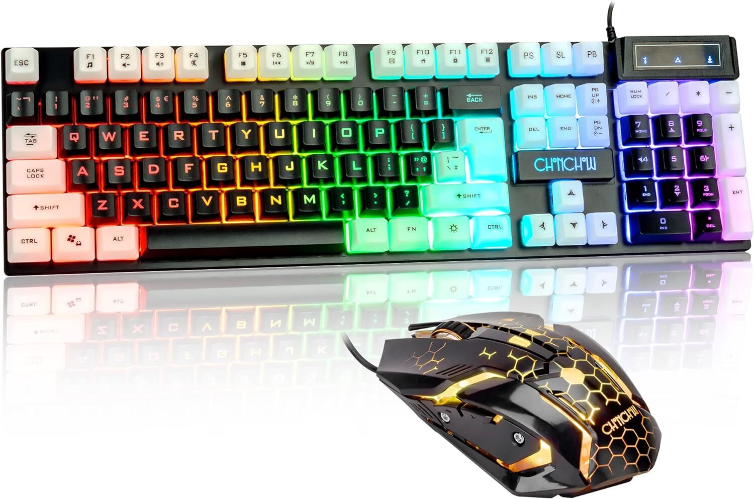 CHONCHOW Light Up Keyboard and Mouse Combo, Full Size RGB Gaming Main ...