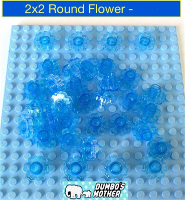 LEGO Flower Round 2x2 Flower Trans Medium Blue Rounded Open Stud X20 ...