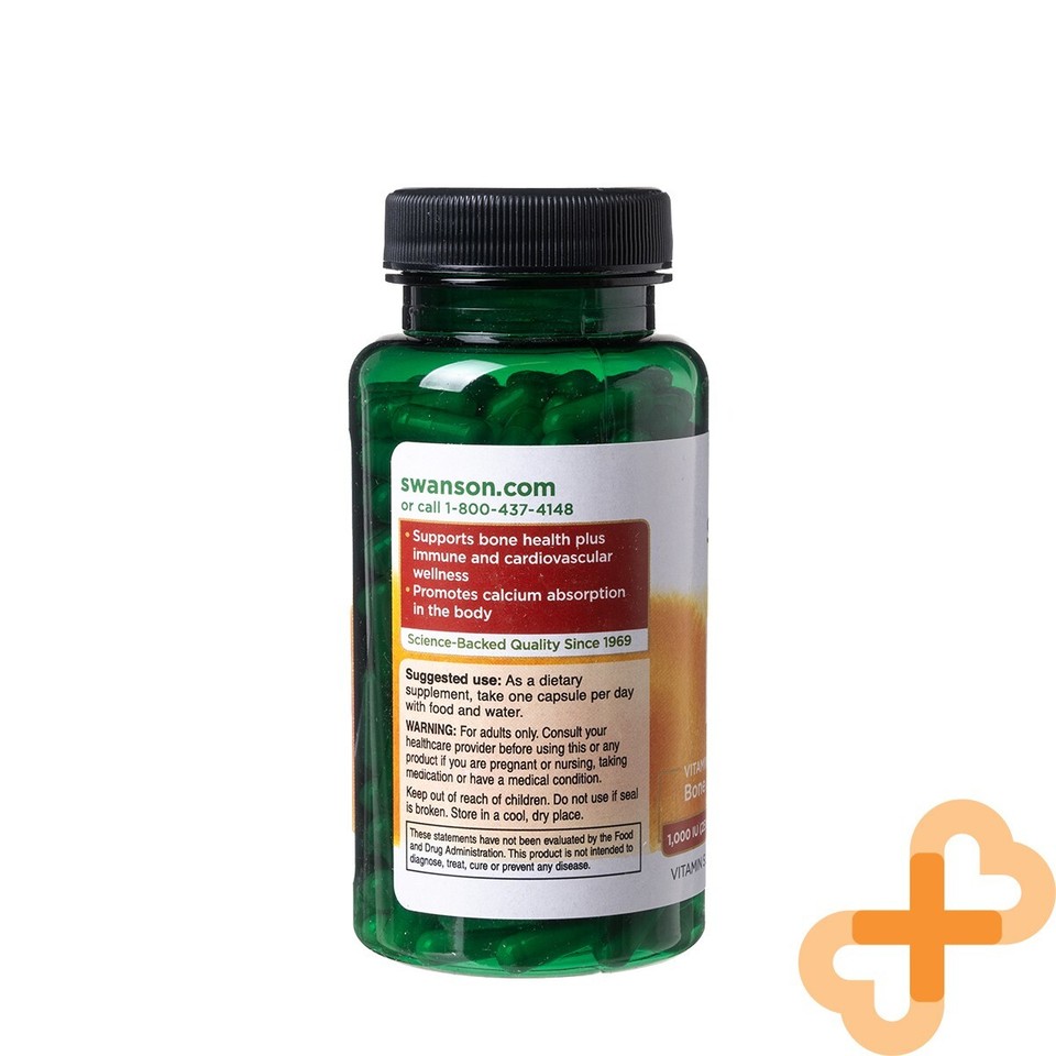 SWANSON Vitamin D3 1000IU 250 Capsules Bone and Immune Health Support ...