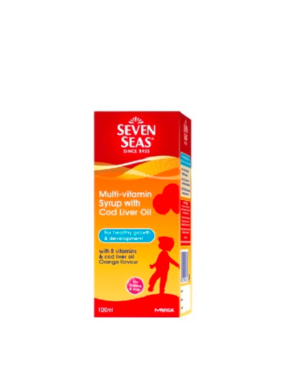1 X Seven Seas Multivitamin Syrup (100ml) Cod Liver Oil Orange Flavour ...