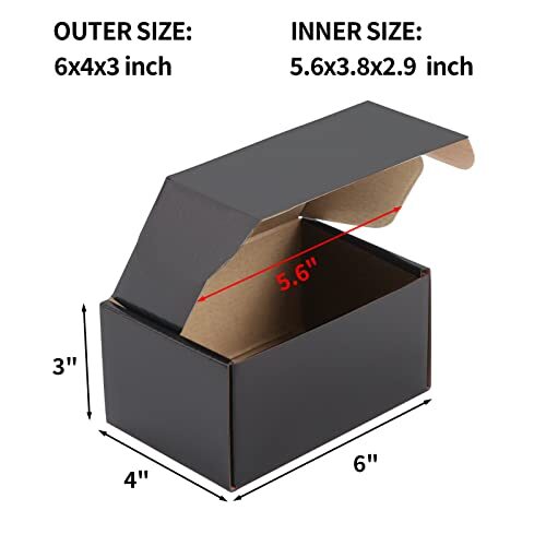 25 Pack 6x4x3 Shipping Boxes for Small Business Black Packaging ...