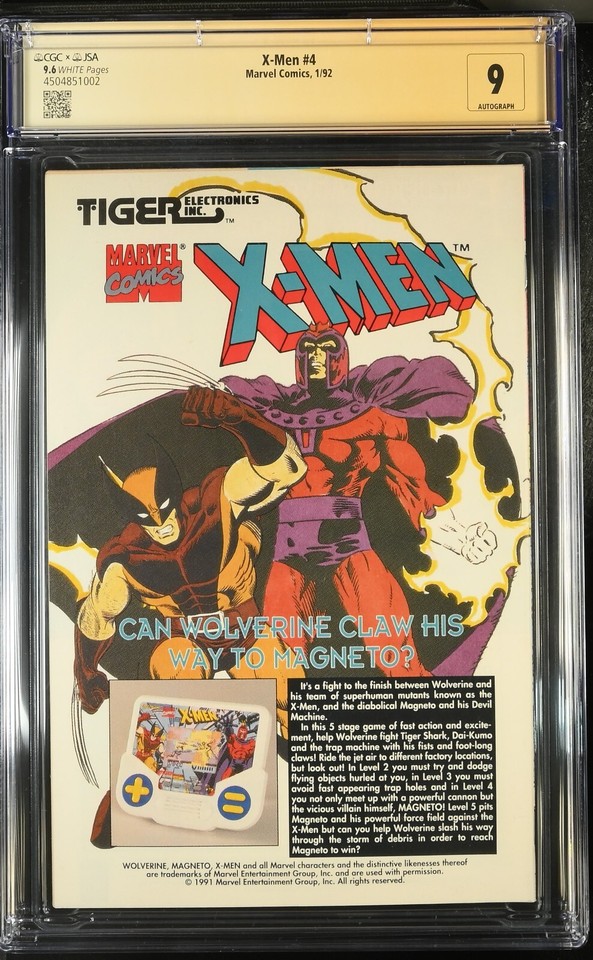 1992 MARVEL X-MEN #4 1ST APP. OMEGA RED CGC 9.6 JSA AUTHENTICATED JIM ...