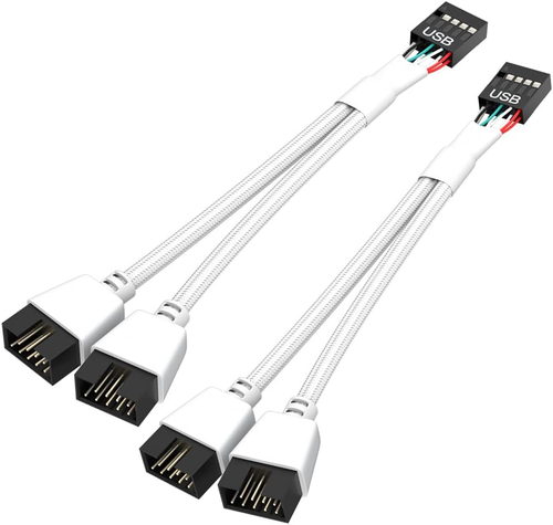 2 Pack Motherboard USB 2.0 to Dual 9 Pin Extension, USB Header Splitter ...