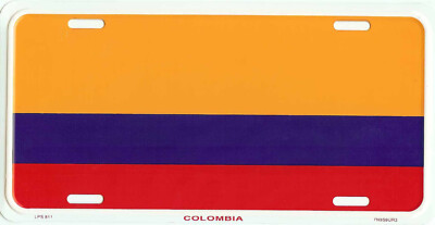 COLOMBIA COLUMBIA COUNTRY FLAG EMBOSSED METAL LICENSE PLATE TAG NEW ...