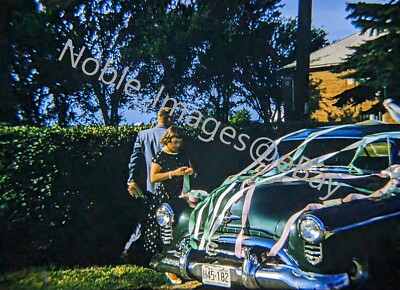 1958 Wedding Scene Decorated 50 Oldsmobile Menomonie WI Kodachrome 35mm ...