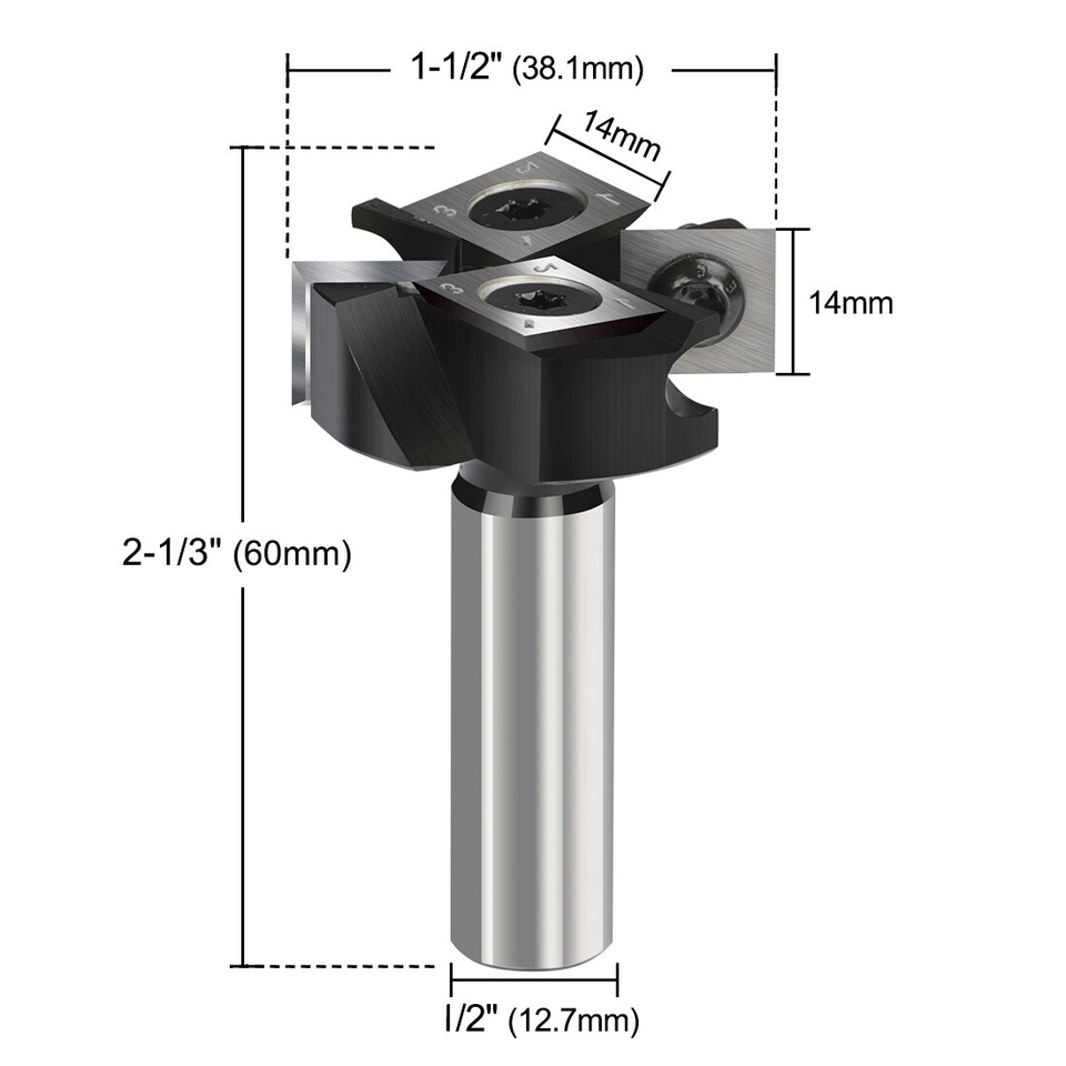 1/2" Shank CNC Spoilboard Surfacing Router Bit Slab Flattening Planing ...