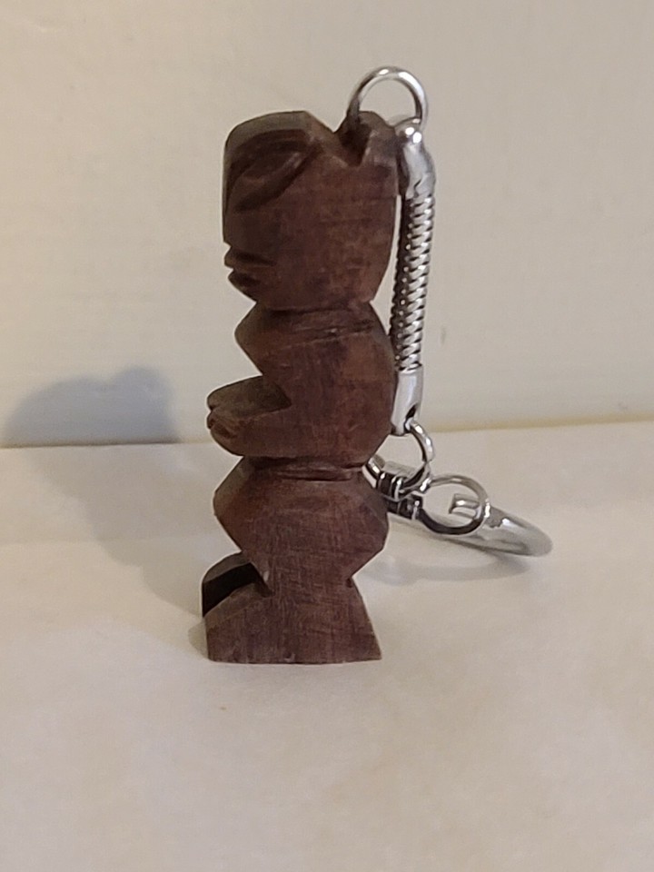 Small Tiki Wood Carved Keychain * Read Details | eBay