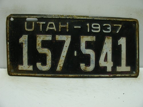 1937 Utah License Plate 157 - 541 Vintage 11281 | eBay