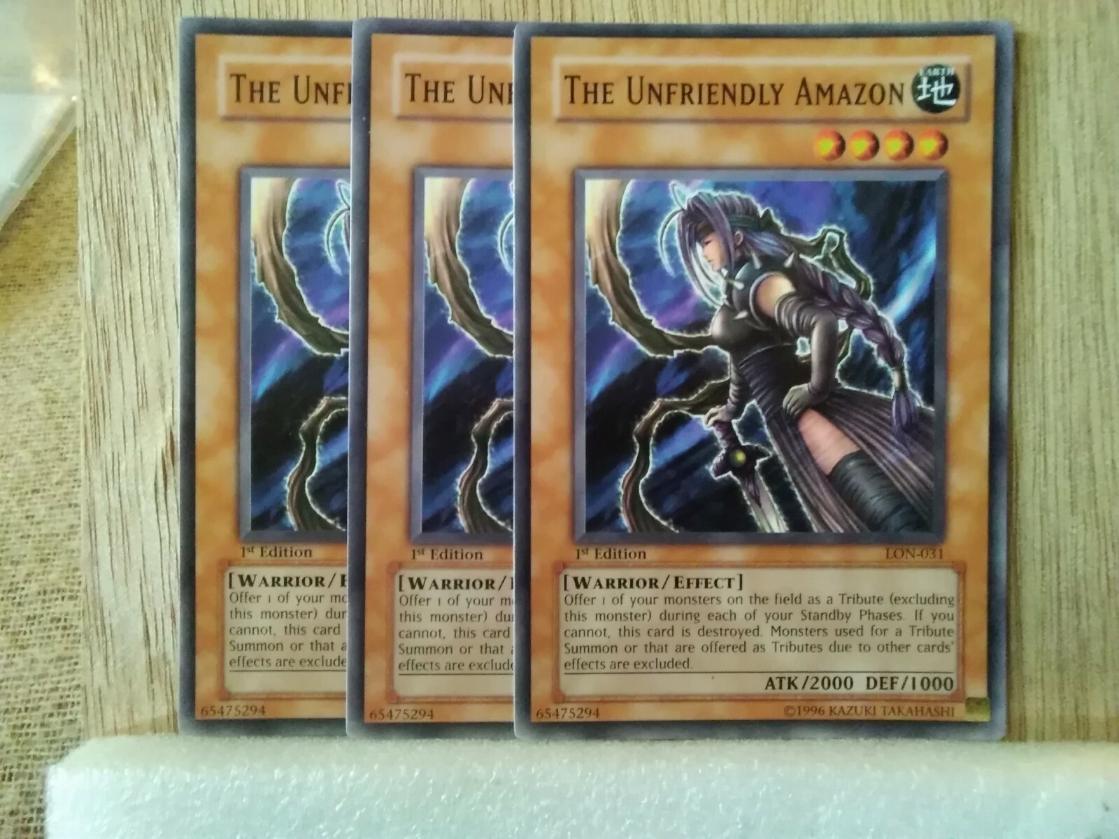 Yugioh LON-031 x3 The Unfriendly Amazon 1st Edition common 2003 | eBay