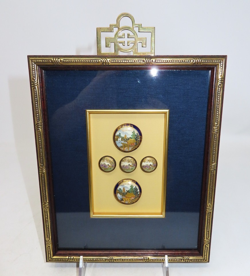 Outstanding Framed Antique Hand Painted Porcelain Satsuma Buttons | eBay