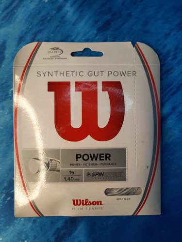 NEW X WILSON Synthetic Gut Power (15-1.40) White String Tennis Racquet ...