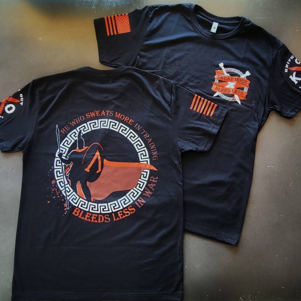 Spartan Ethos T-Shirt I Knives Out I Sweat More I Bleed Less I Military ...