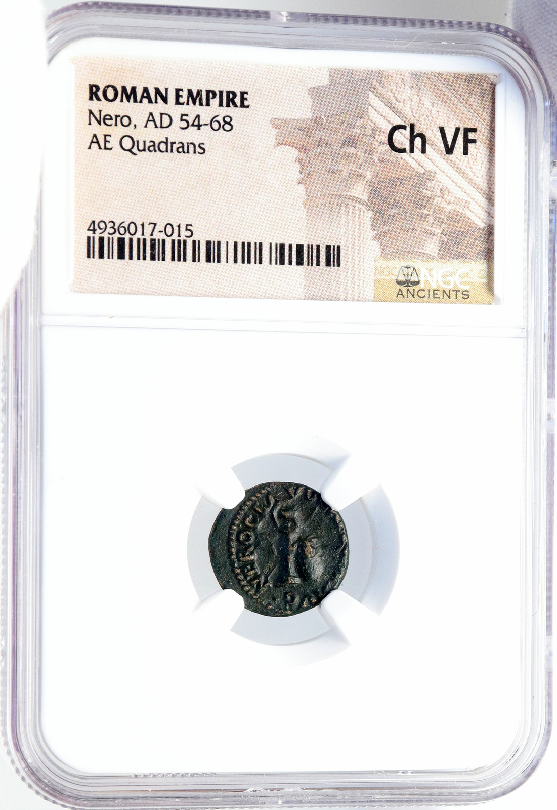 NERO Authentic Ancient 64AD Rome QUADRANS Roman Coin HELMET SHIELD NGC ...