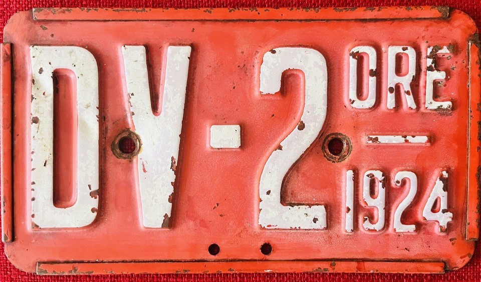 🔥 RARE!! 1924 Oregon Motorcycle License Plate TWO-SIDED W/ Excellent ...