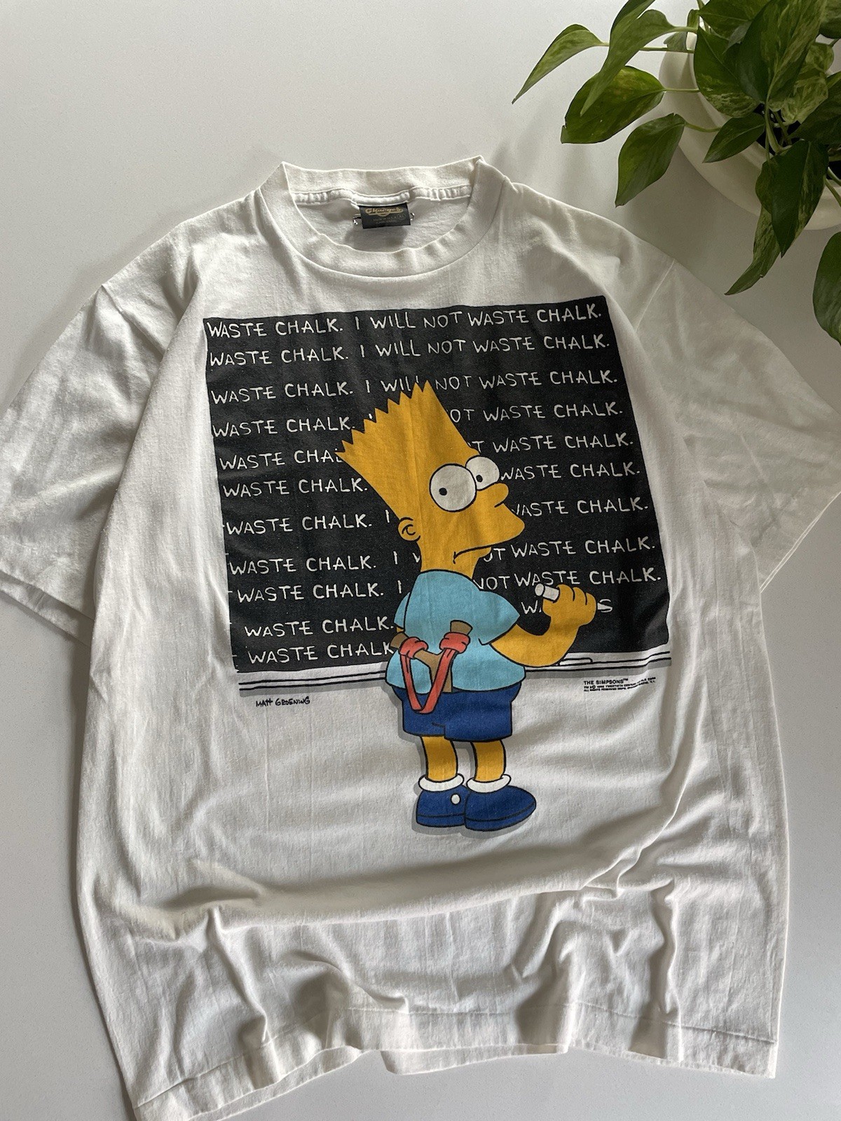 1990 Bart Simpson I Will Not Waste Chalk Tee Size XL - Gem