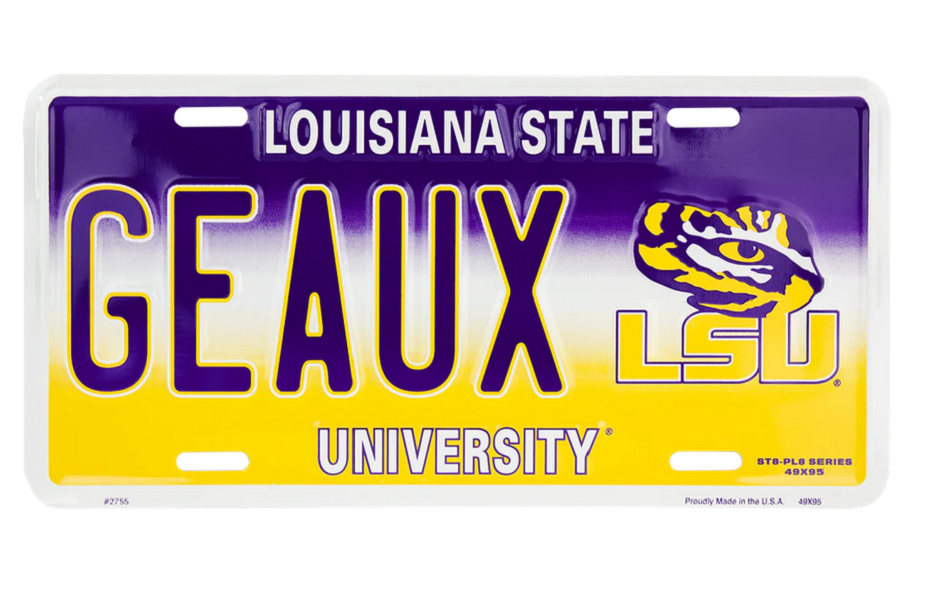 Lousiana State LSU Tigers GEAUX Aluminum Metal License Car Plate Sign ...