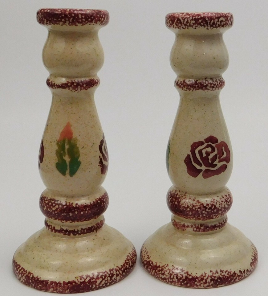 Wang's International Candlesticks Candle Holders Red Rose Sponge 7.75 ...