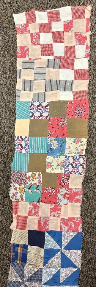 Vintage Patchwork Table Runner Unfinished 70" x 10" Quilt Pieces ...