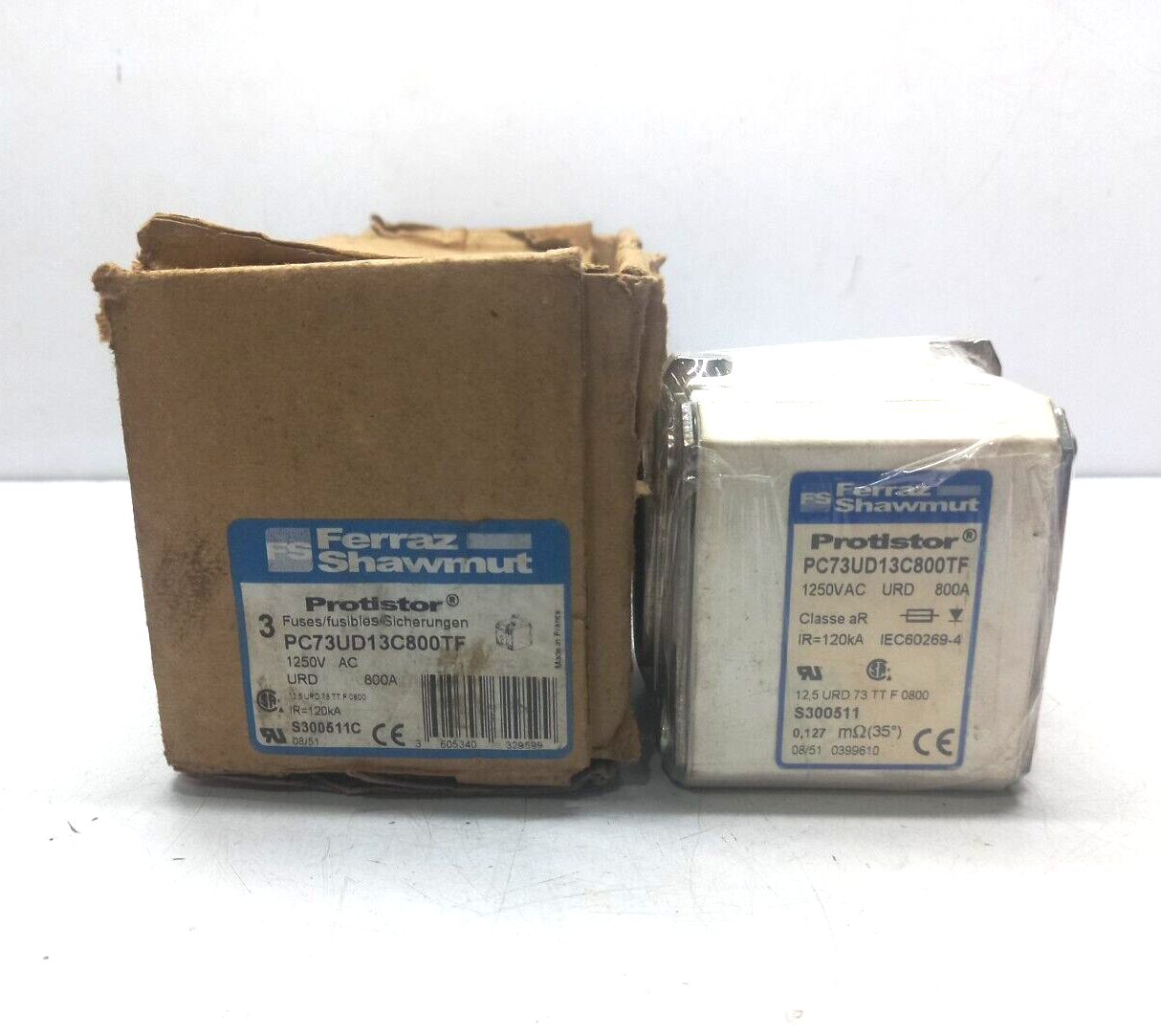 Ferraz Shawmut Protistor PC73UD13C800TF Fuse 1250VAC URD 800A - 3PCs ...