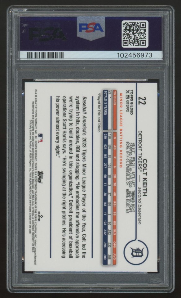 2024 Topps Chrome Gilded Collection Colt Keith RC Gold Mini Diamond /50 ...