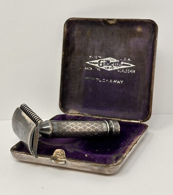 Vintage Rare 1920’s Gillette Tuckaway Silver 3 Piece Safety Razor With ...