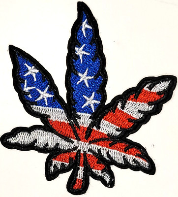 Marijuana American Flag Black Trim High Quality Embroidered Iron On ...