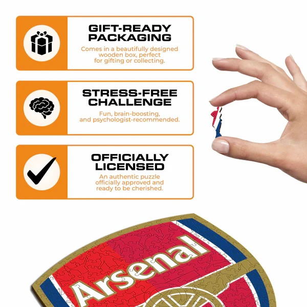 ARSENAL CREST 150 PEICE WOODEN JIGSAW PUZZLE (2022) ARSENAL FC CREST ...