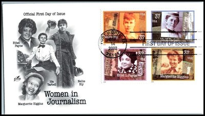 2002 Women in Journalism Sc 3665-3668 FDC ArtCraft Nellie Bly Ida ...