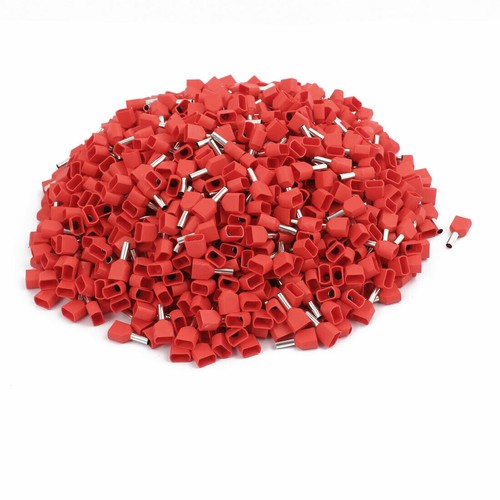 1000pcs TE1508 Dual Wire Insulated Ferrule Terminal Red for 2x15 AWG ...