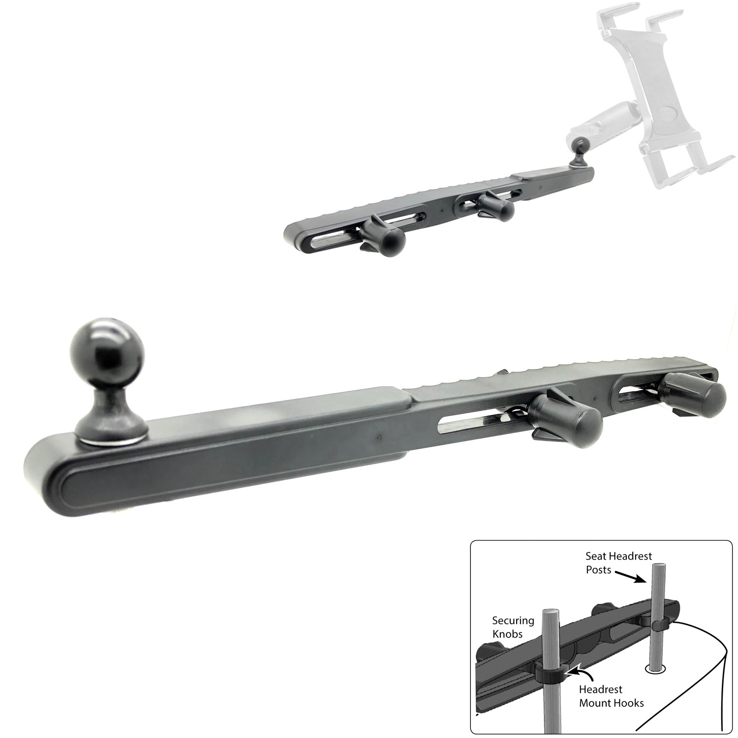 1" inch Ball Dual Post Headrest Mount for All Ram Mounts Double Ball ...