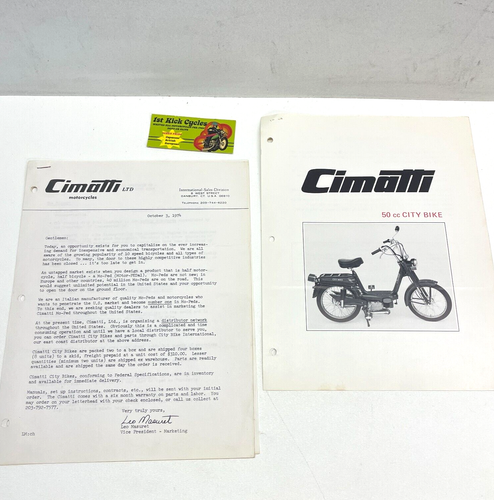 VINTAGE CIMATTI 50 CC CITY BIKE MOPED AD ADVERTISING BROCHURE WITH ...
