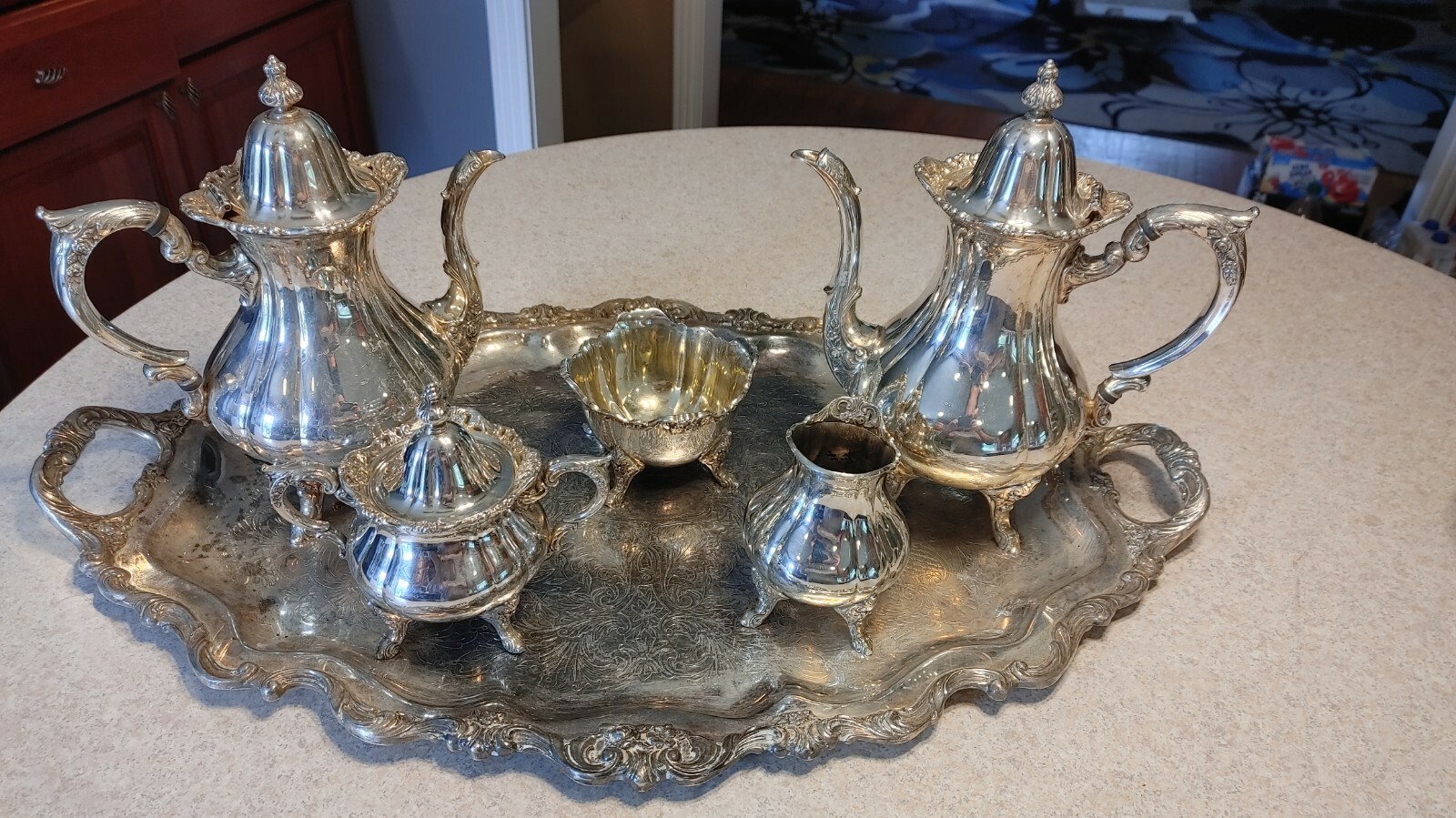Wallace #1200 Silver Plate 6 Piece Coffee/Tea Set With Tray | eBay