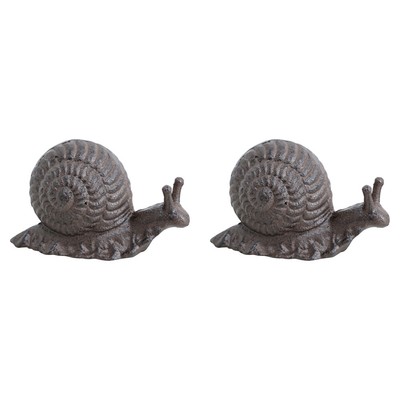 2x Cast Iron 15cm Snail Sheldon Sculpture Ornament Figure Outdoor ...