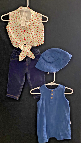 Set of Girls Size 6-9 Mos, Crop Top, Jeggins & Jumper with Hat | eBay