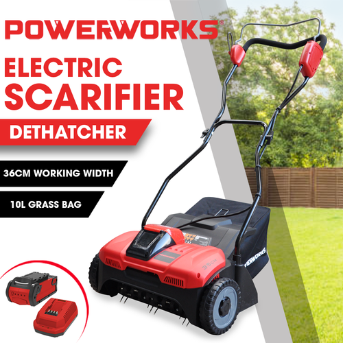 PowerWorks Cordless Scarifier Lawn Rake Dethatcher 40v 2Ah Greenworks ...
