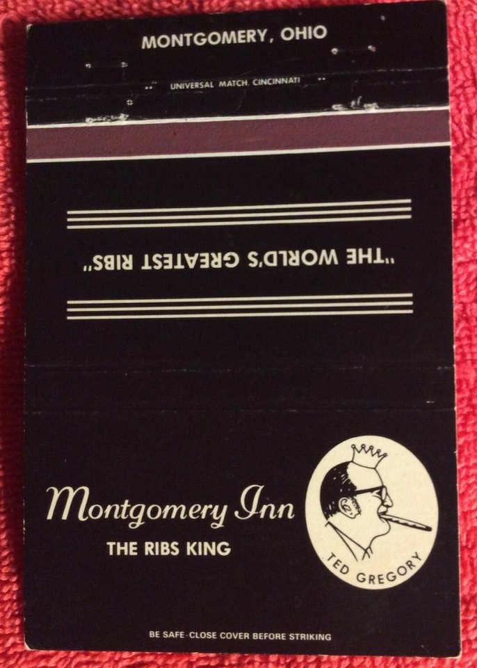 MONTGOMERY INN RIBS KING VINTAGE MATCHBOOK COVER WIDE FLY COMICAL READ ...
