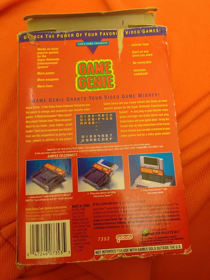 Game Genie (Nintendo GameBoy, 1992) Model 7359 W/ Code Book Free ...
