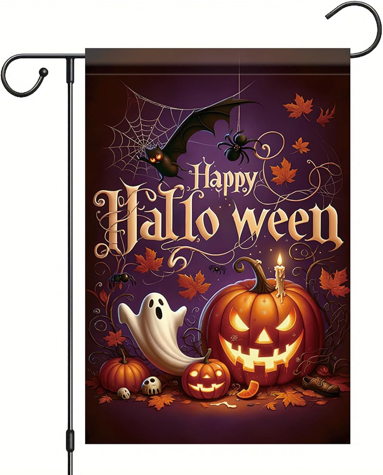 Halloween Garden Flag Happy Halloween Pumpkin Ghost Flag Double Sided ...