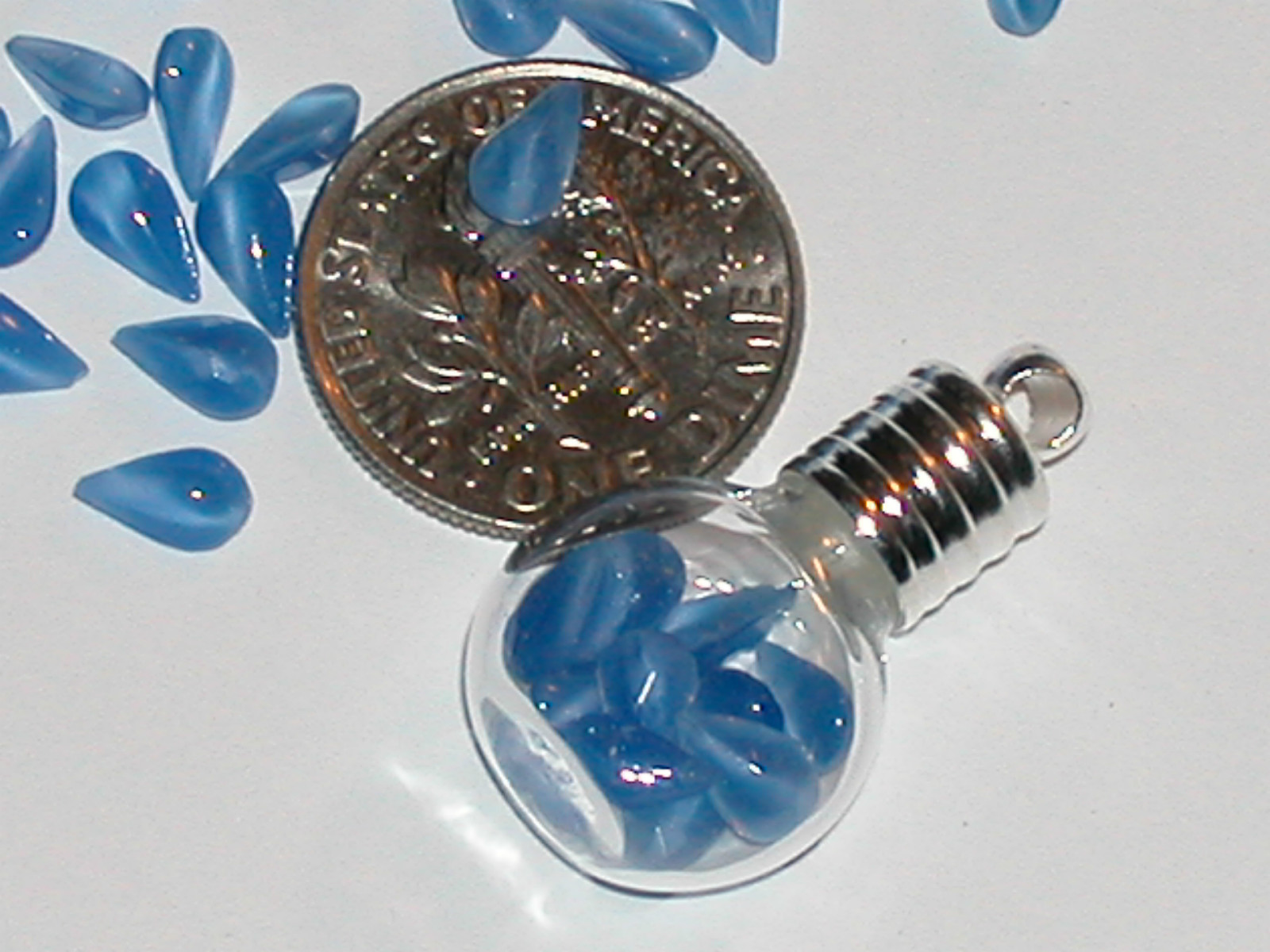 10pc.super tiny Miniature Little Blue Glass Angel wing fairy Tears ...