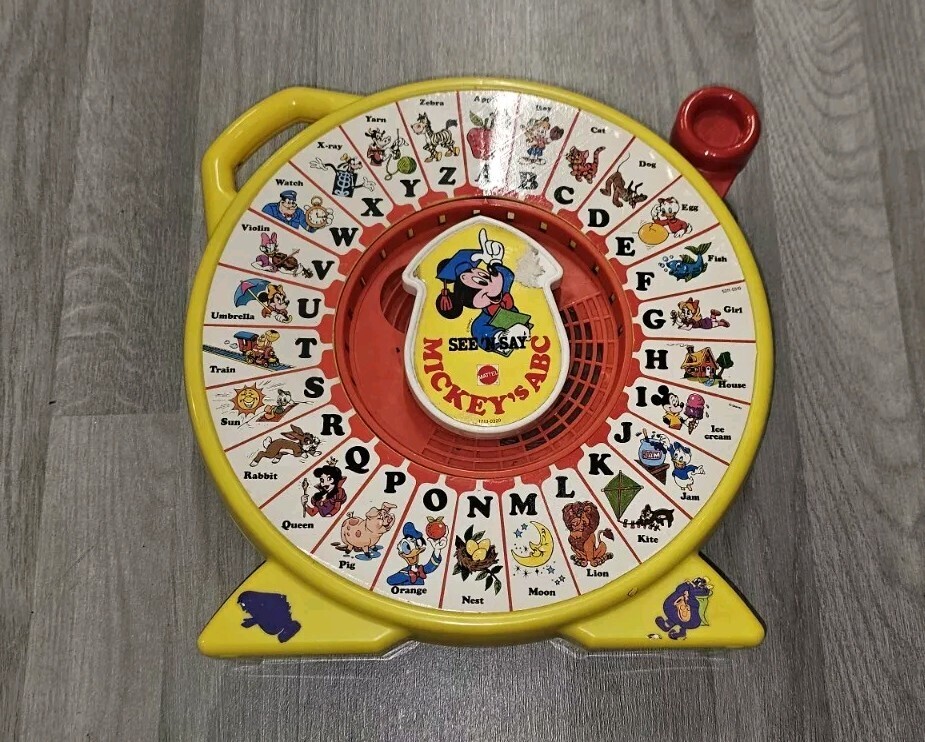 Vintage Disney Mattel Mickeys ABC See N Say Alphabet Learning Toy 1989 ...