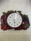 Eleco apple and fruit wall clock. Vintage pressed plastic wall clock ...